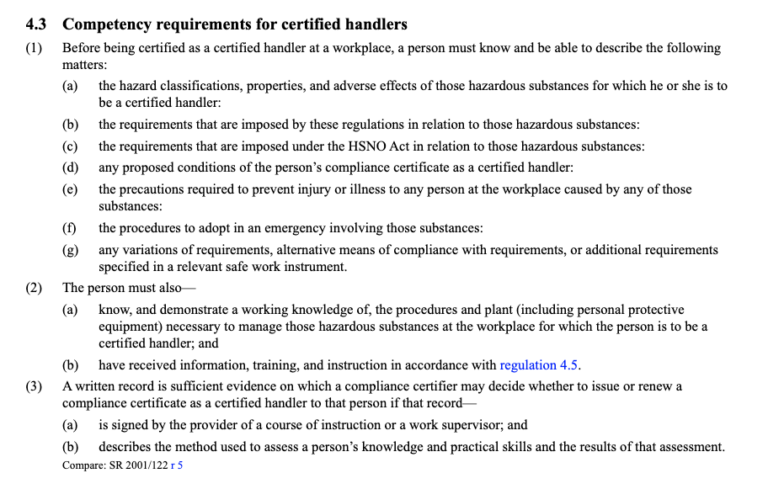 Competent Persons, Approved & Certified Handlers: Difference?